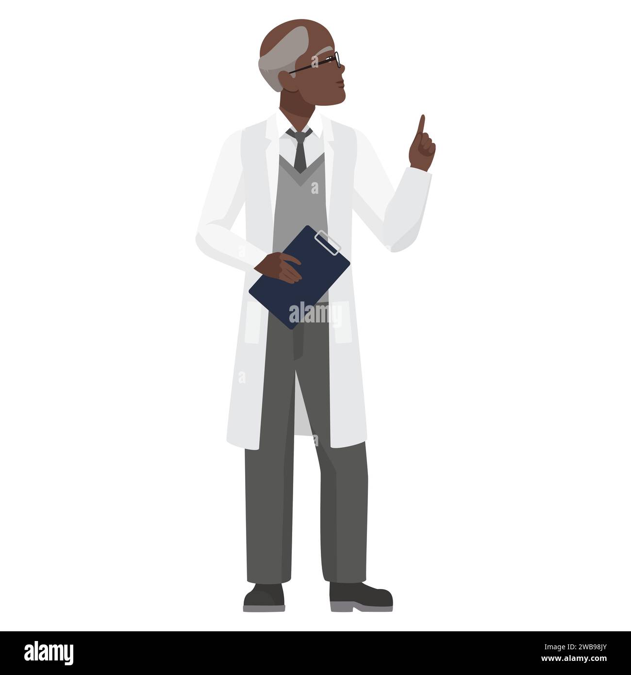 Doctor man with pointing finger. Hospital clinical worker in white coat ...