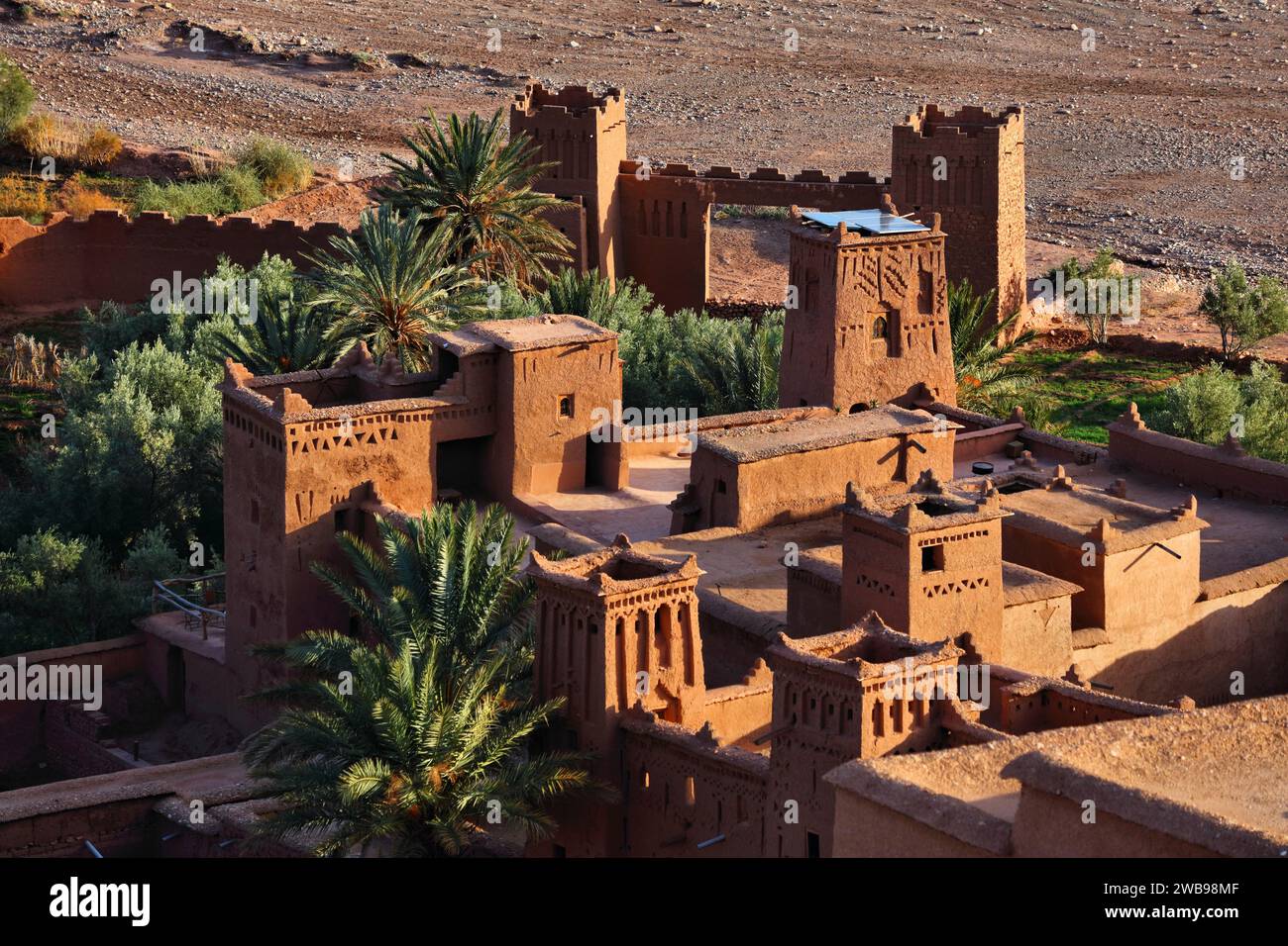 Ait Benhaddou, landmark of Morocco. Historic ksar town made of earthen ...