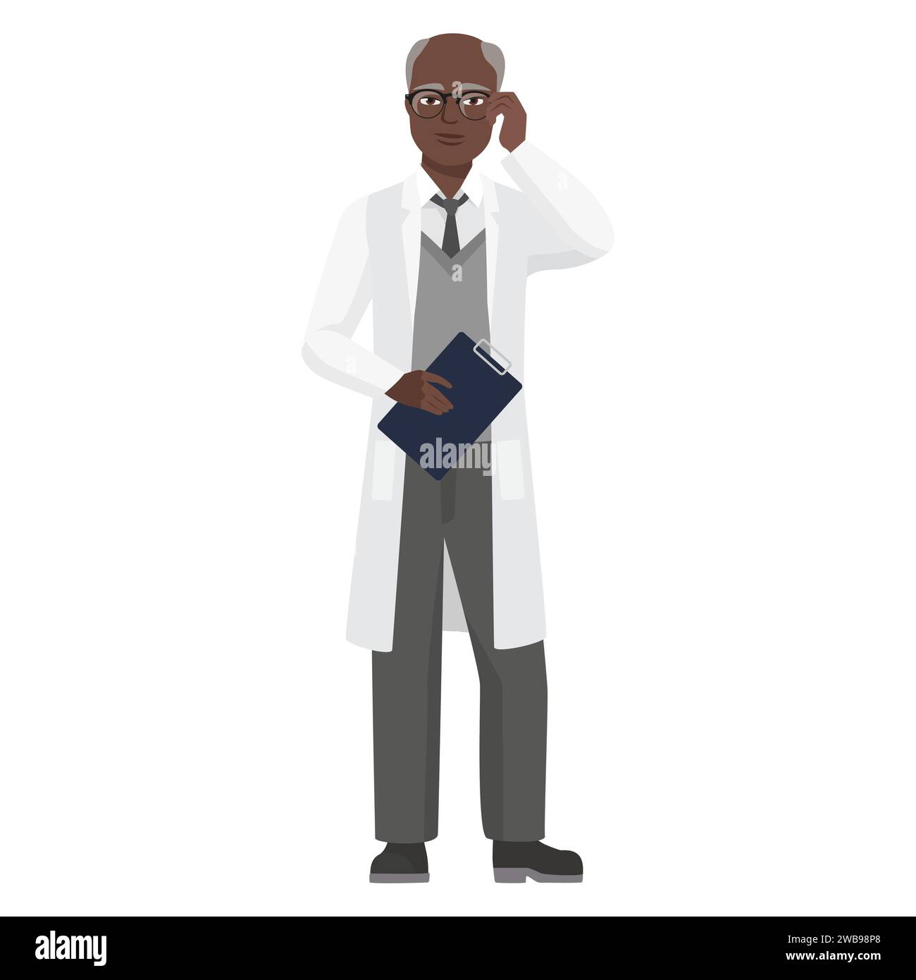 Serious doctor man with analysis clipboard. Hospital clinical worker in ...