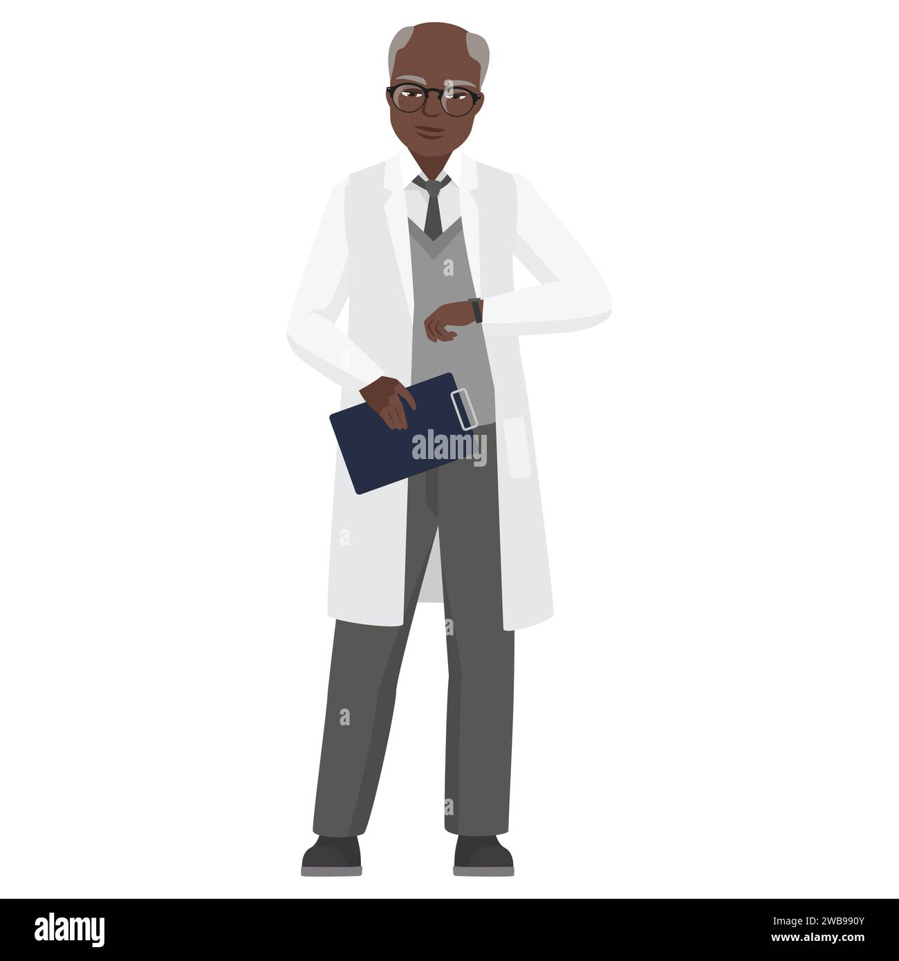 Doctor man looking at watch. Busy hospital worker with analysis ...