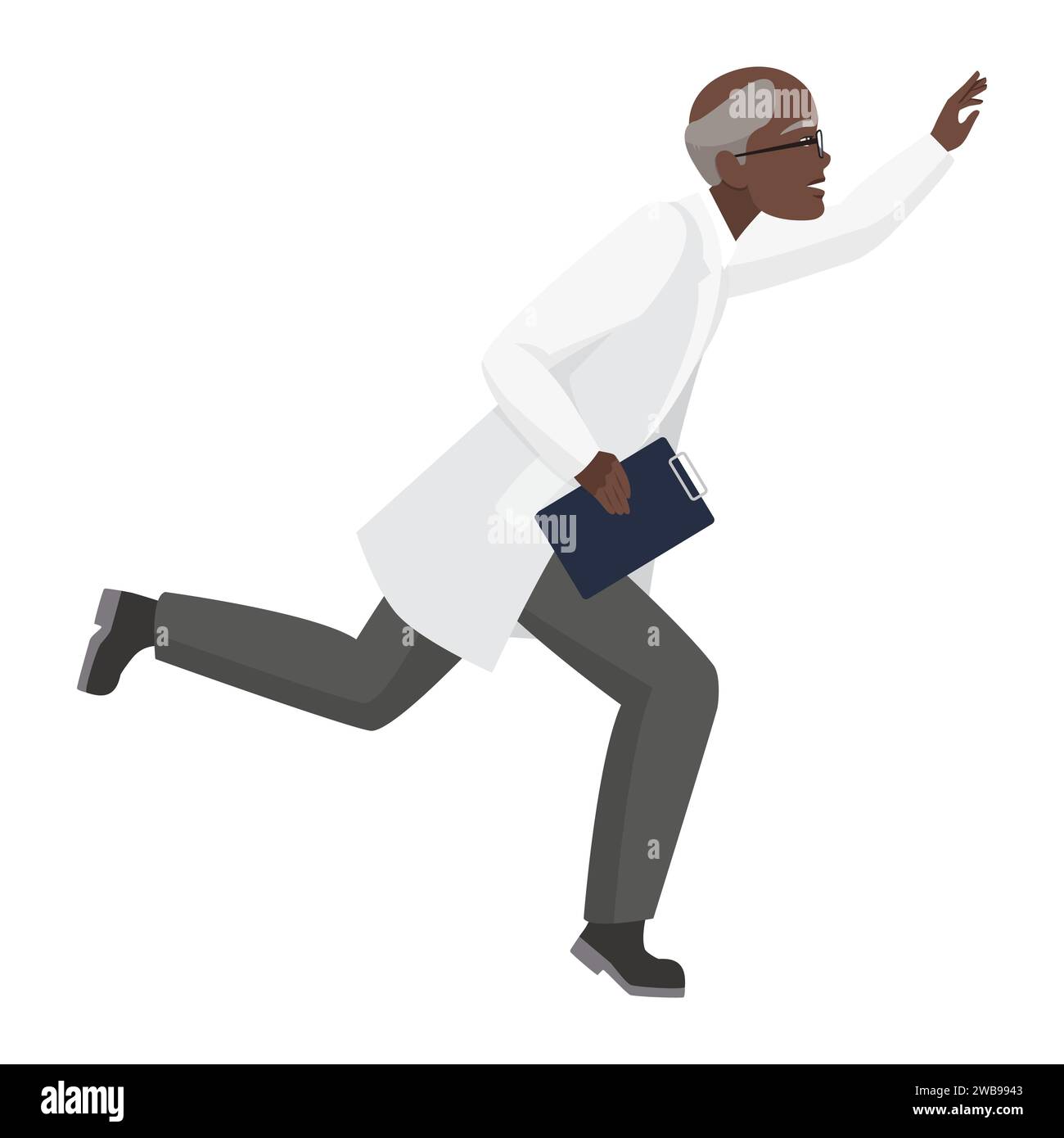 Running doctor man. Hospital emergency, medical worker in a hurry ...