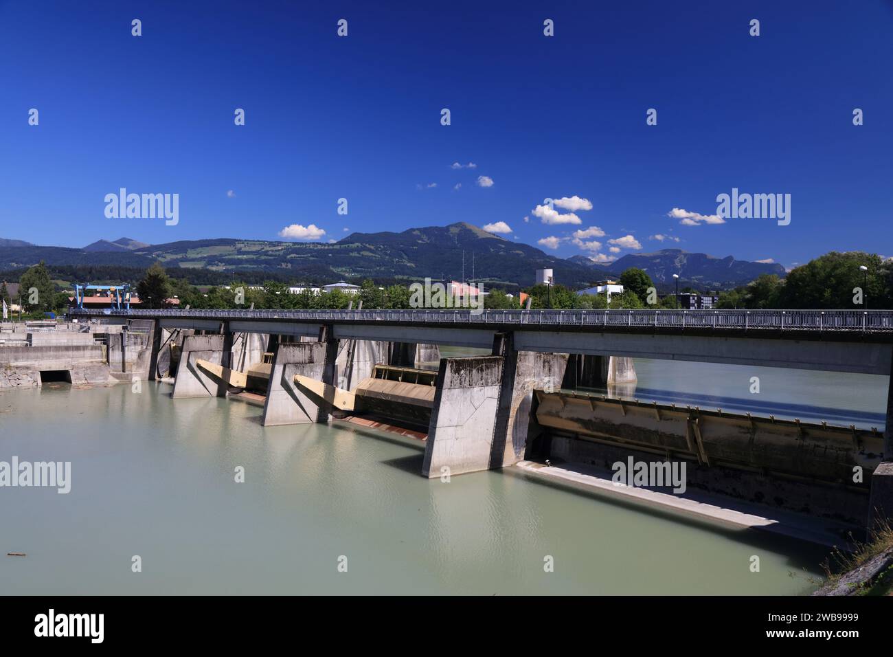 Austria hydroelectricity generation. Run-of-river power plant on river ...