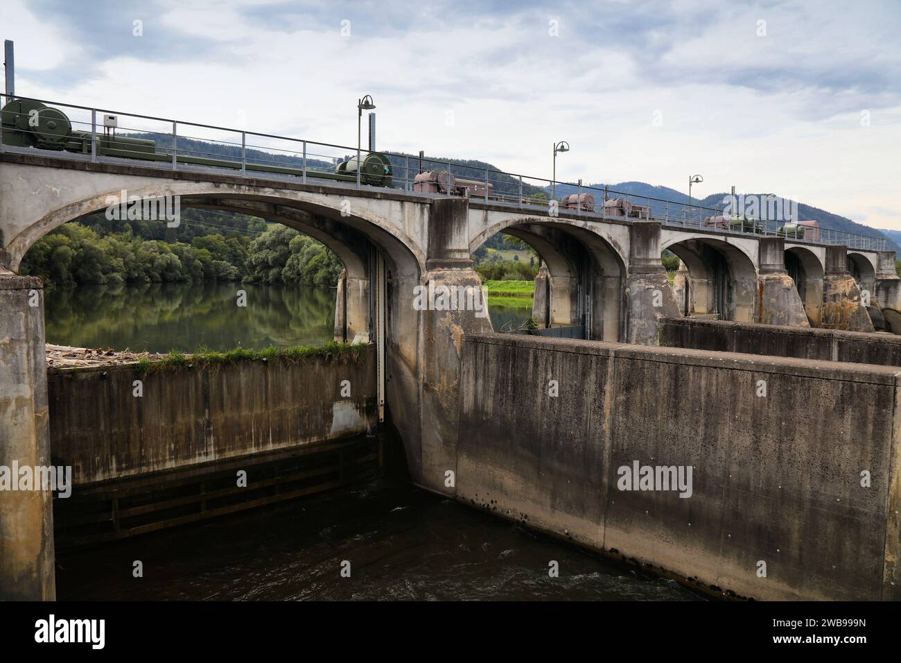 Austria hydroelectricity generation. Run-of-river power plant on river ...