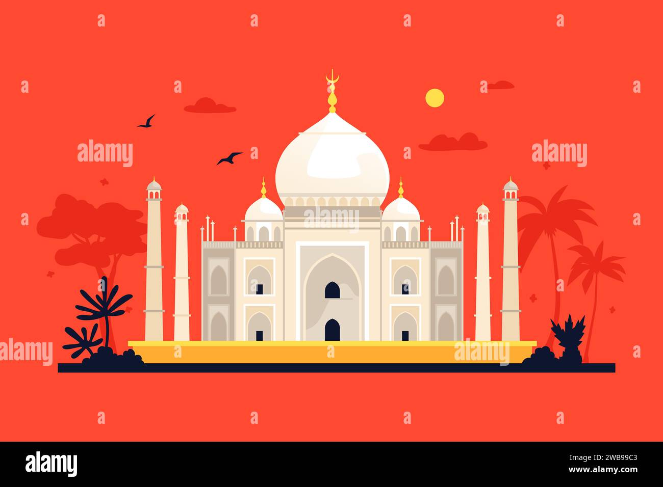 Taj Mahal Palace - modern colored vector illustration Stock Vector ...