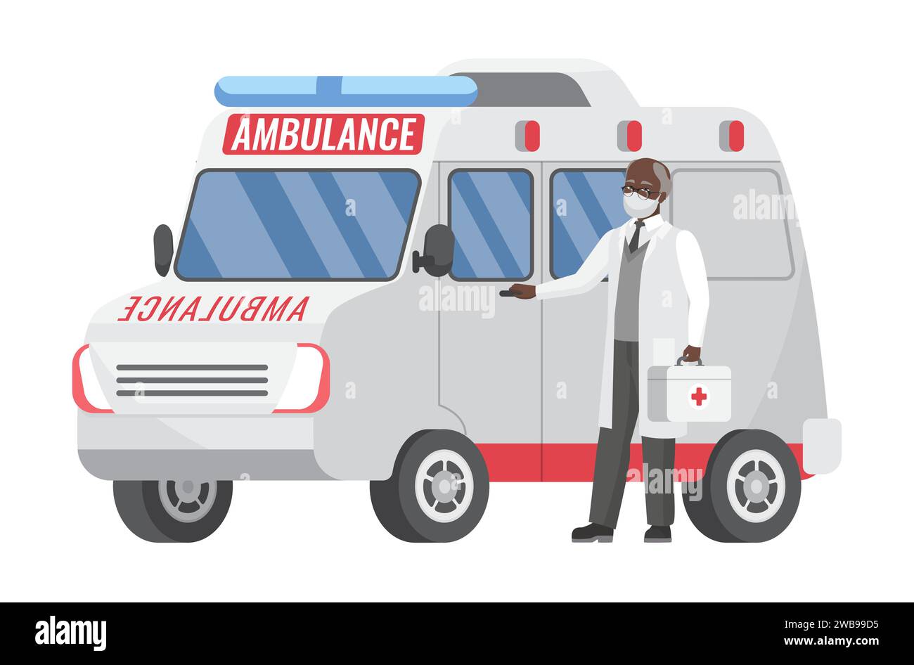 Doctor man at ambulance car. First aid medical worker, health emergency ...