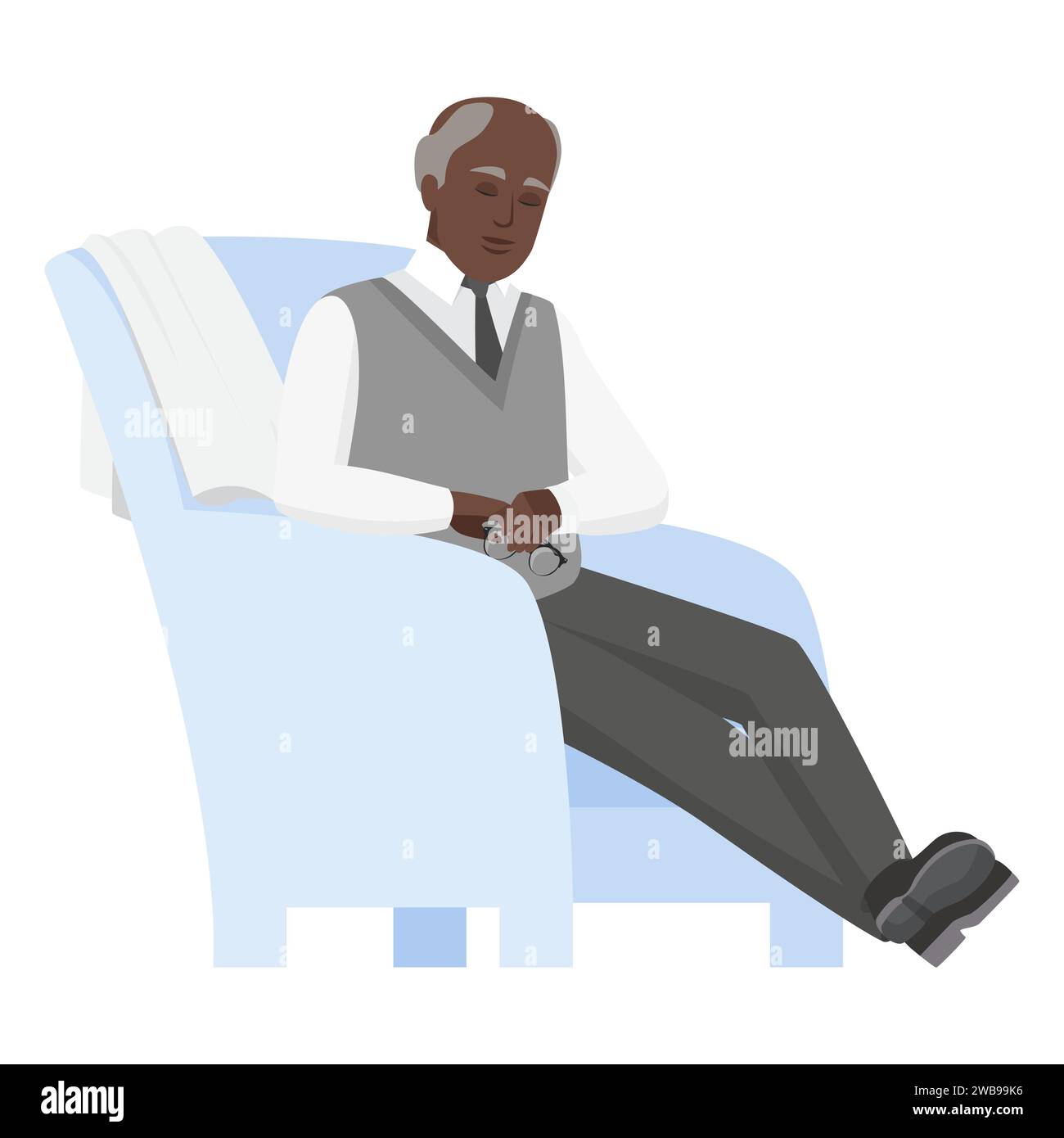 Sleeping doctor man in armchair. Relaxed hospital worker cartoon vector ...