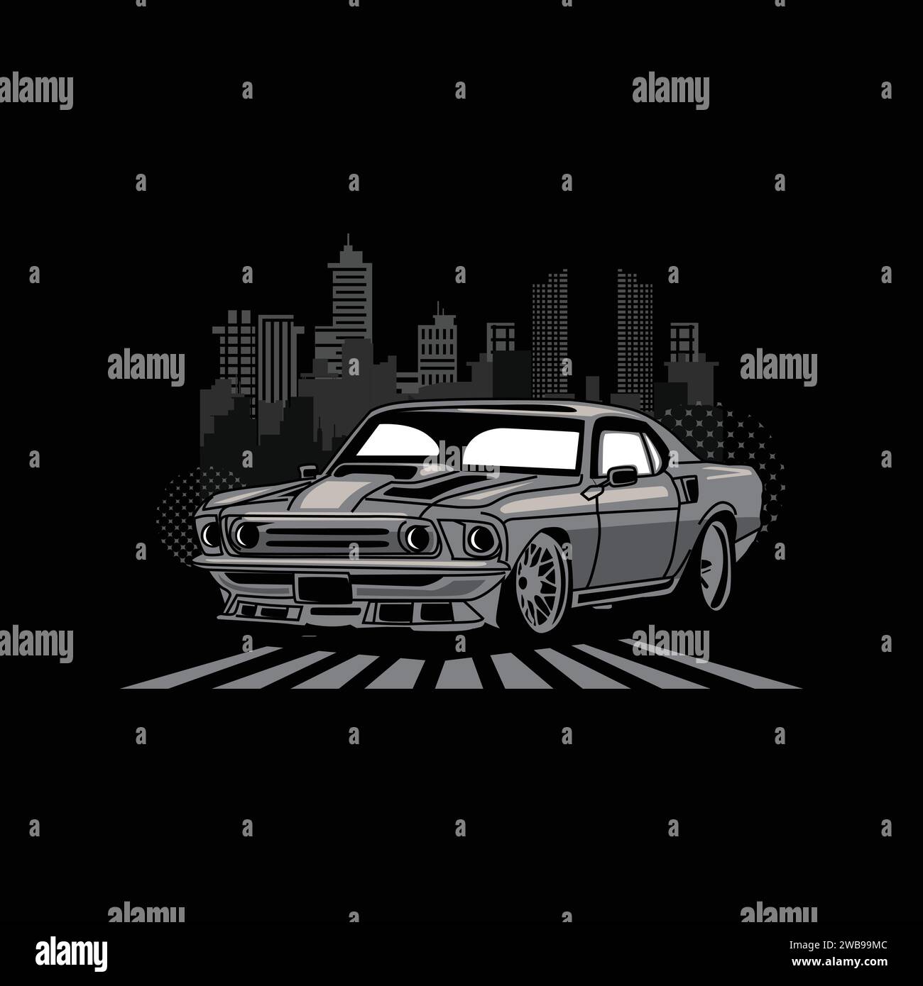 Illustration of car with city skyline graphic design Stock Vector Image ...