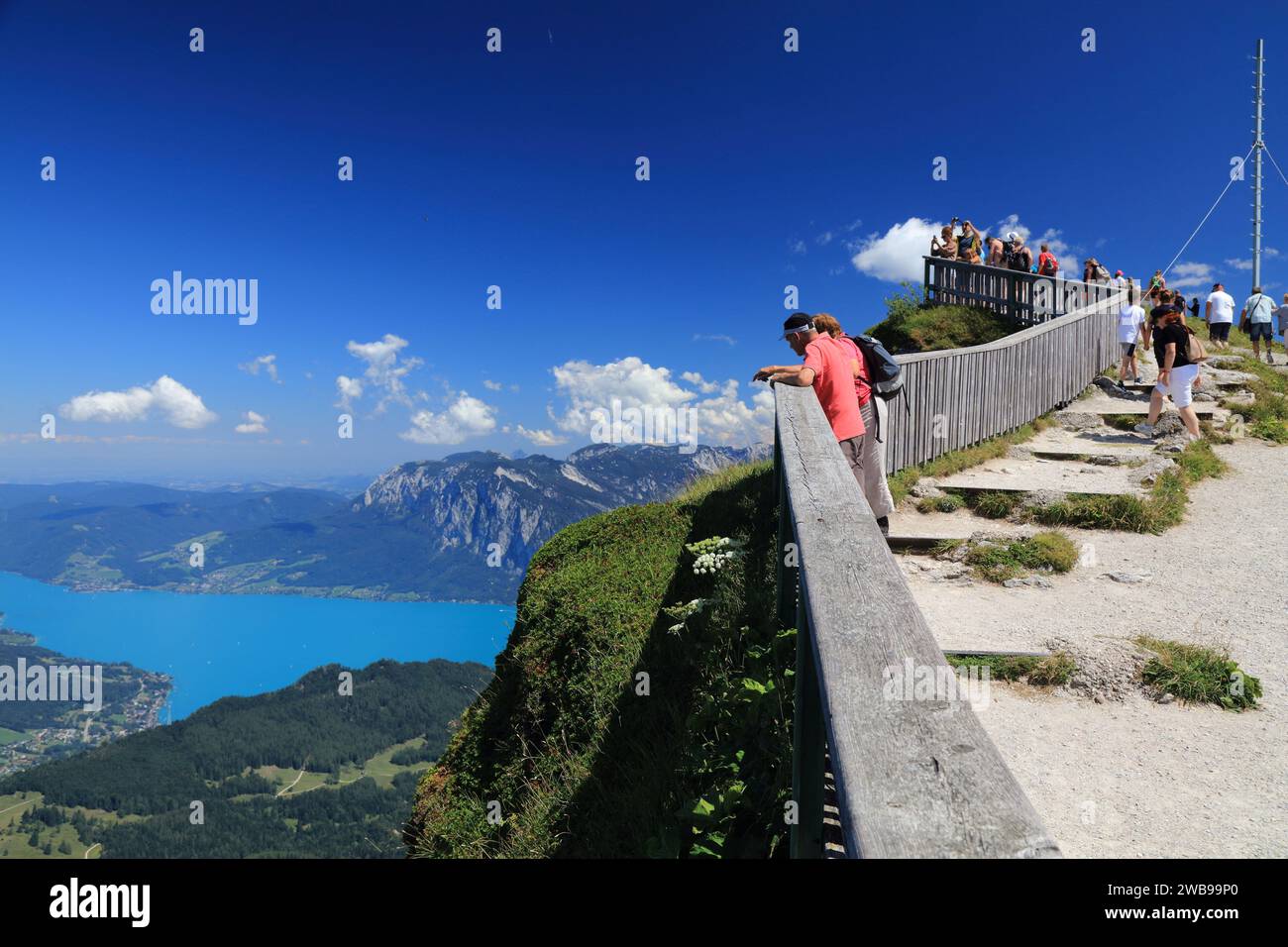 SCHAFBERG, AUSTRIA - AUGUST 3, 2022: People visit the top of mount ...