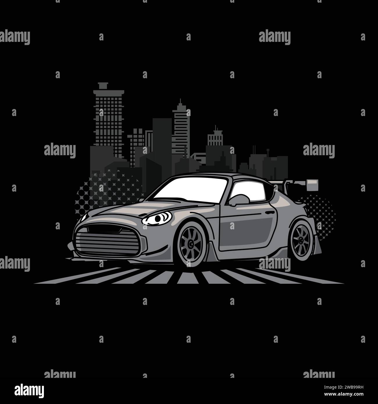 Illustration of car with city skyline graphic concept Stock Vector ...