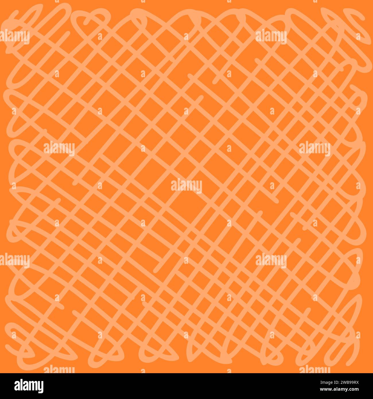 colorful squiggle line doodle orange, beige pattern. Creative minimalist style print background ...