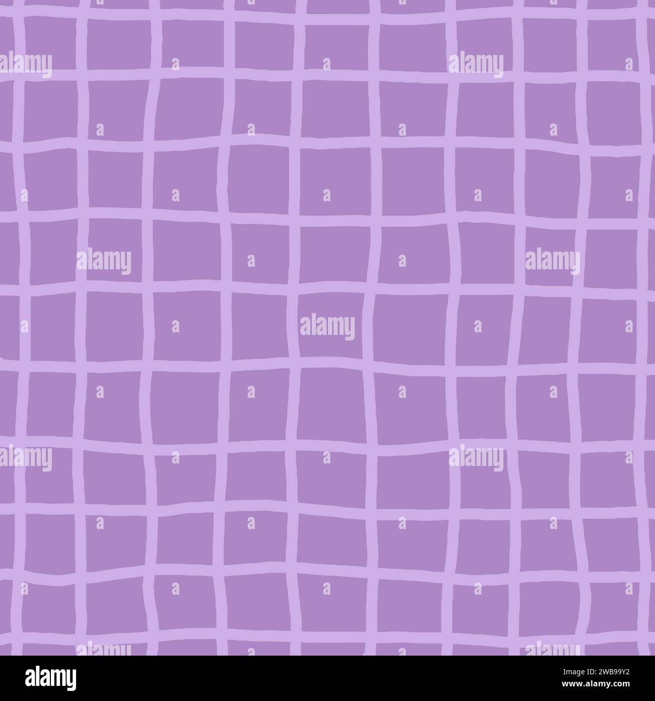 Hand drawn purple violet plaid pattern. Check, square doodle background ...