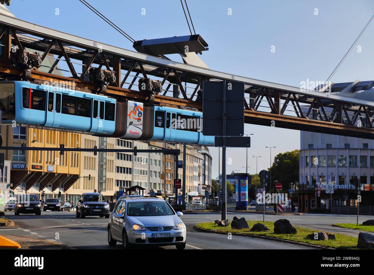 WUPPERTAL, GERMANY - SEPTEMBER 19, 2020: Wuppertaler Schwebebahn ...