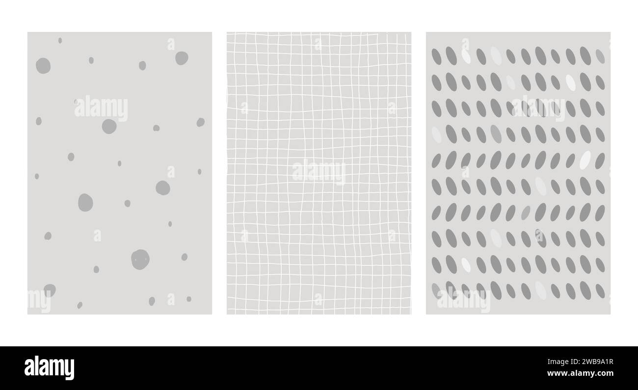 Simple Geometric Hand Drawn Irregular Patterns. Grey Doodle Checkered ...