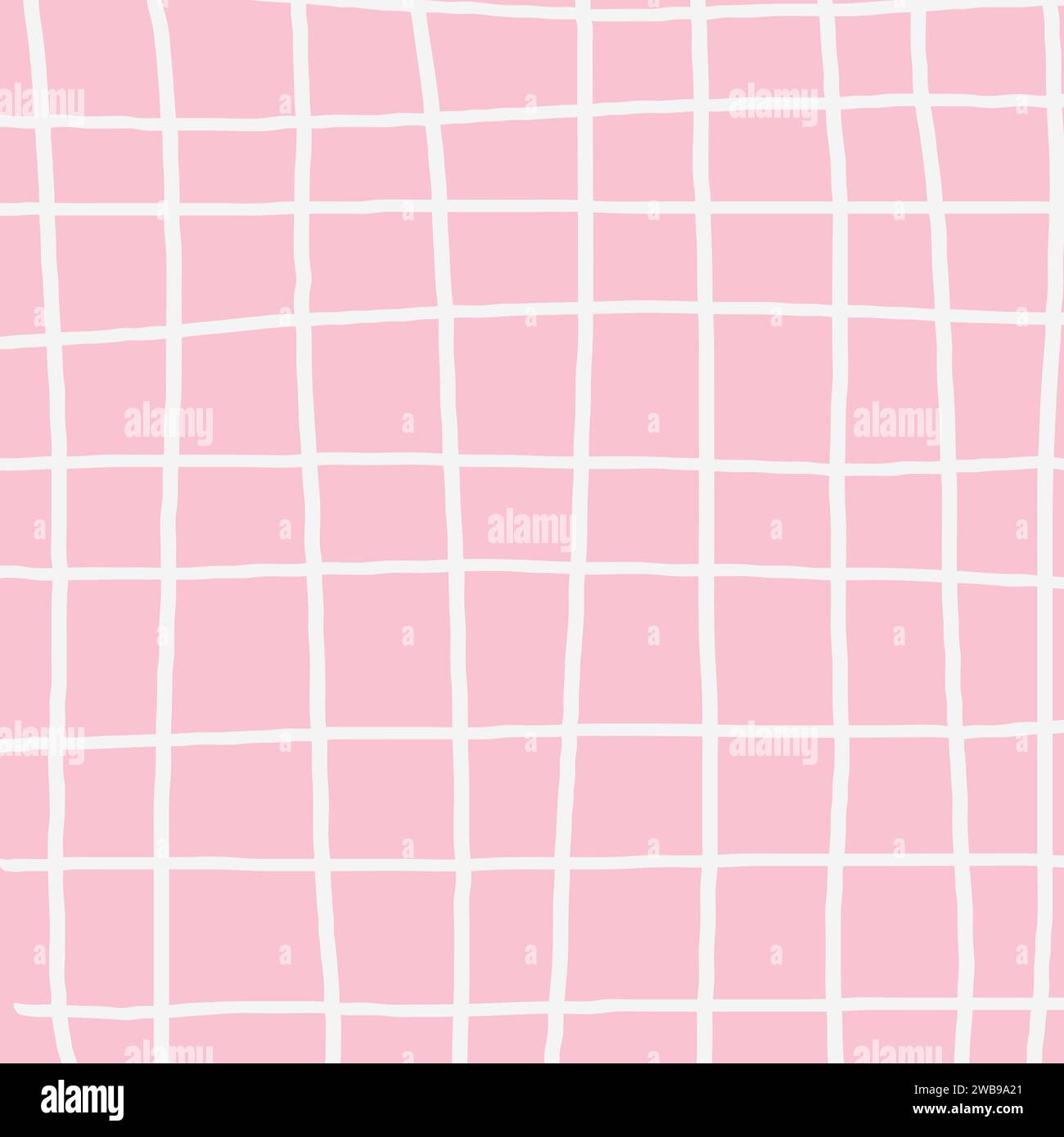 Hand drawn pink white plaid pattern. Check, square doodle background ...
