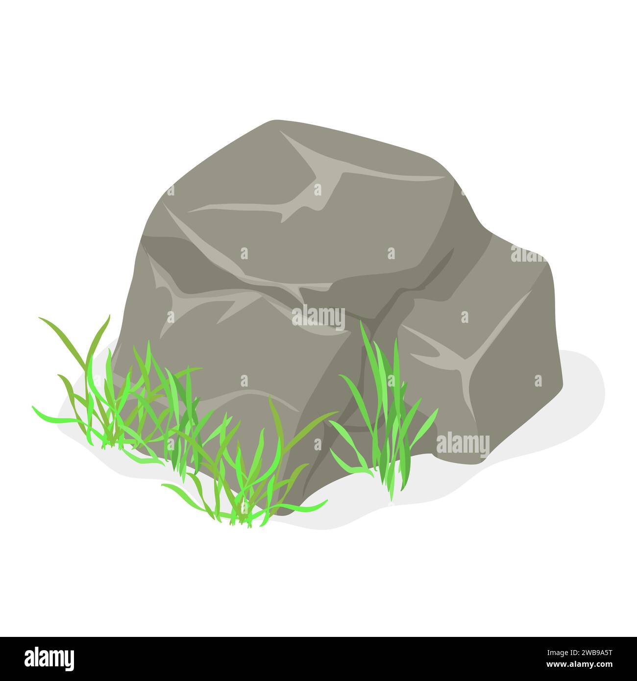 Mountain stone with grass. Landscape design, boulders with plants ...