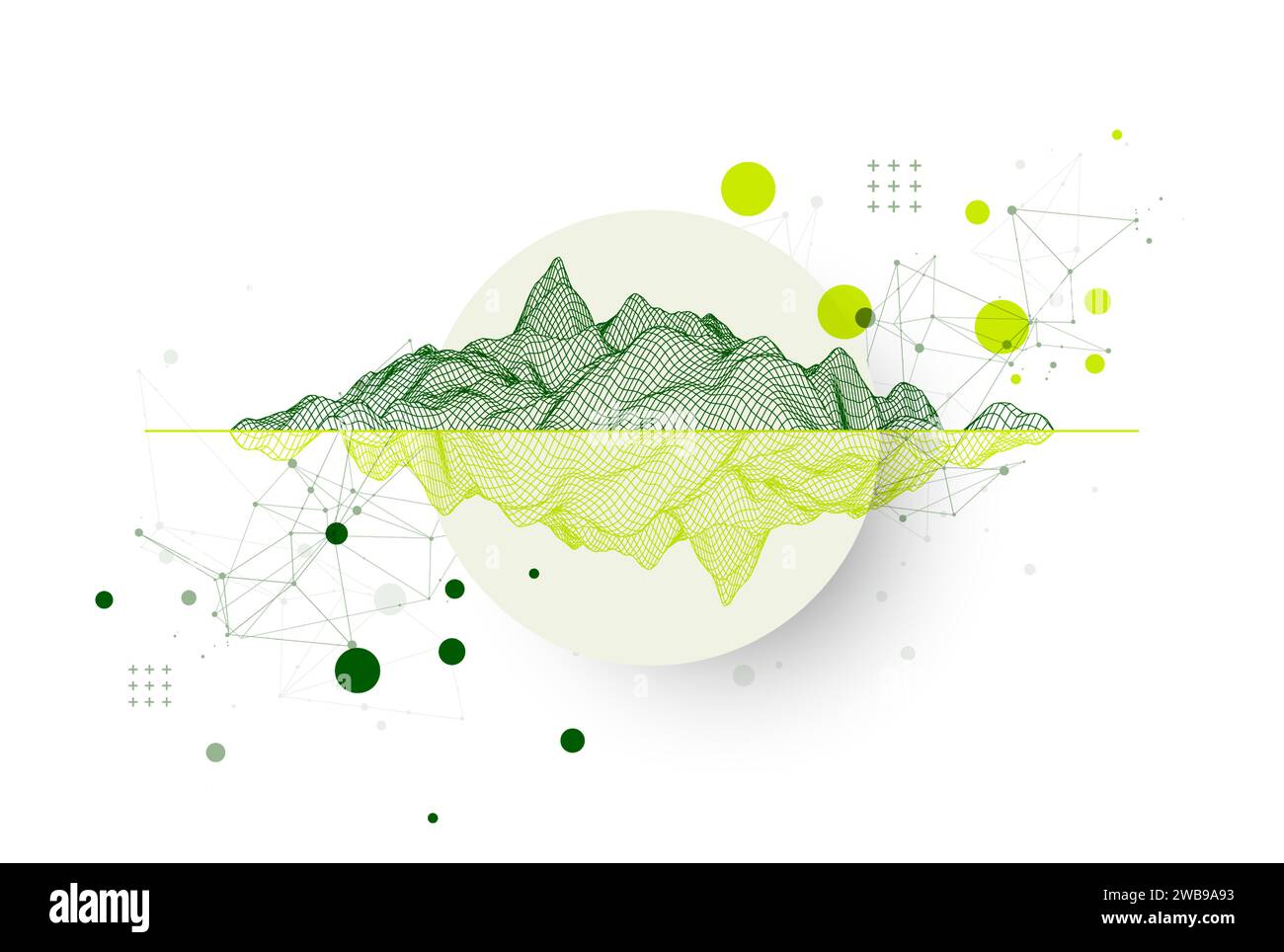 Abstract wireframe mountain background. Modern science or technology ...