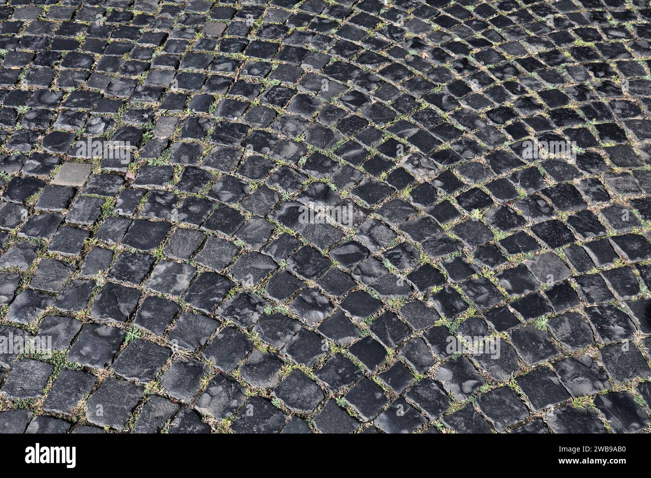 Stone paved street. Old stone pavement. Cobblestone in Germany. Bochum ...