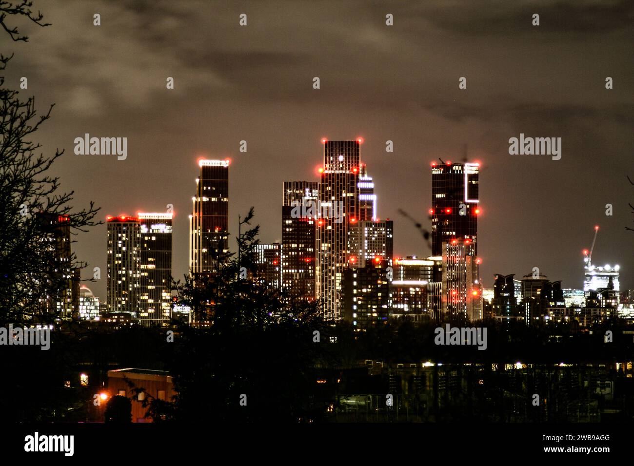 Nine Elms, London at night Stock Photo - Alamy