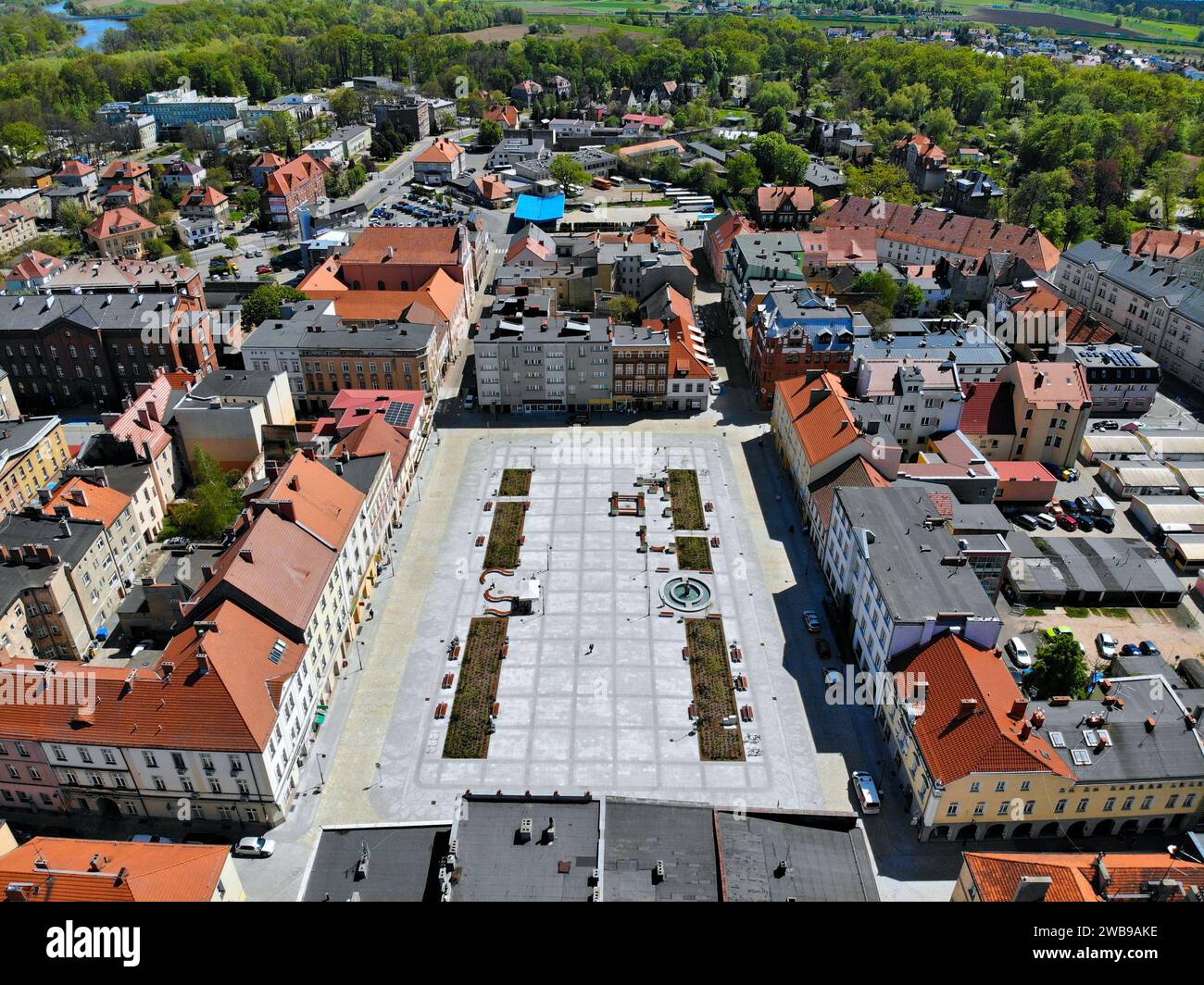 Kedzierzyn-Kozle, city in Poland. Drone aerial view with Rynek town ...
