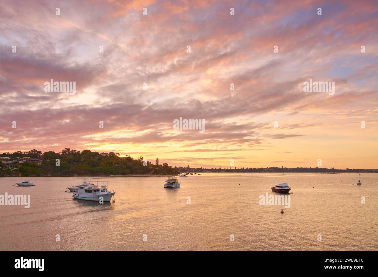 A view from Blackwall Reach in Bicton across the Swan River at sunset ...