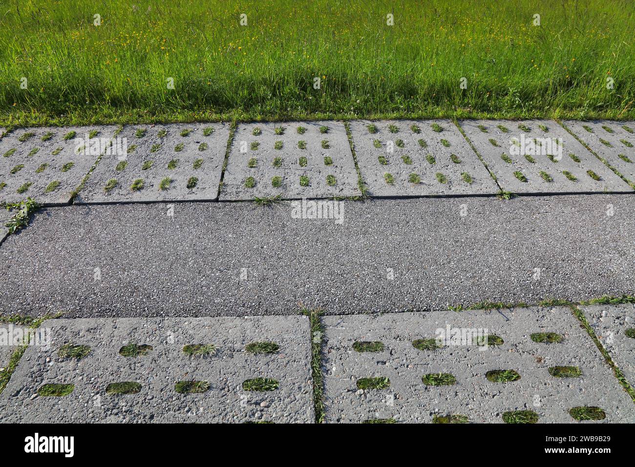 Perforated concrete slab road in rural area of Beskid Slaski (Silesian ...