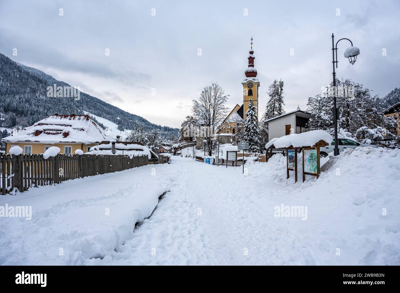 The tourist resort of Tarvisio after a heavy snowfall Stock Photo - Alamy