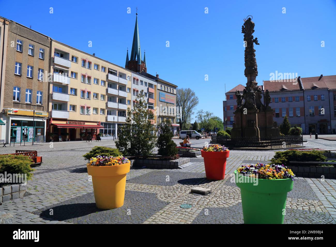 RACIBORZ, POLAND - MAY 11, 2021: Main square (Rynek) of Raciborz city ...