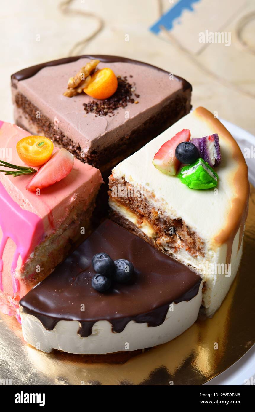 Strawberry four layer cake hi-res stock photography and images - Alamy