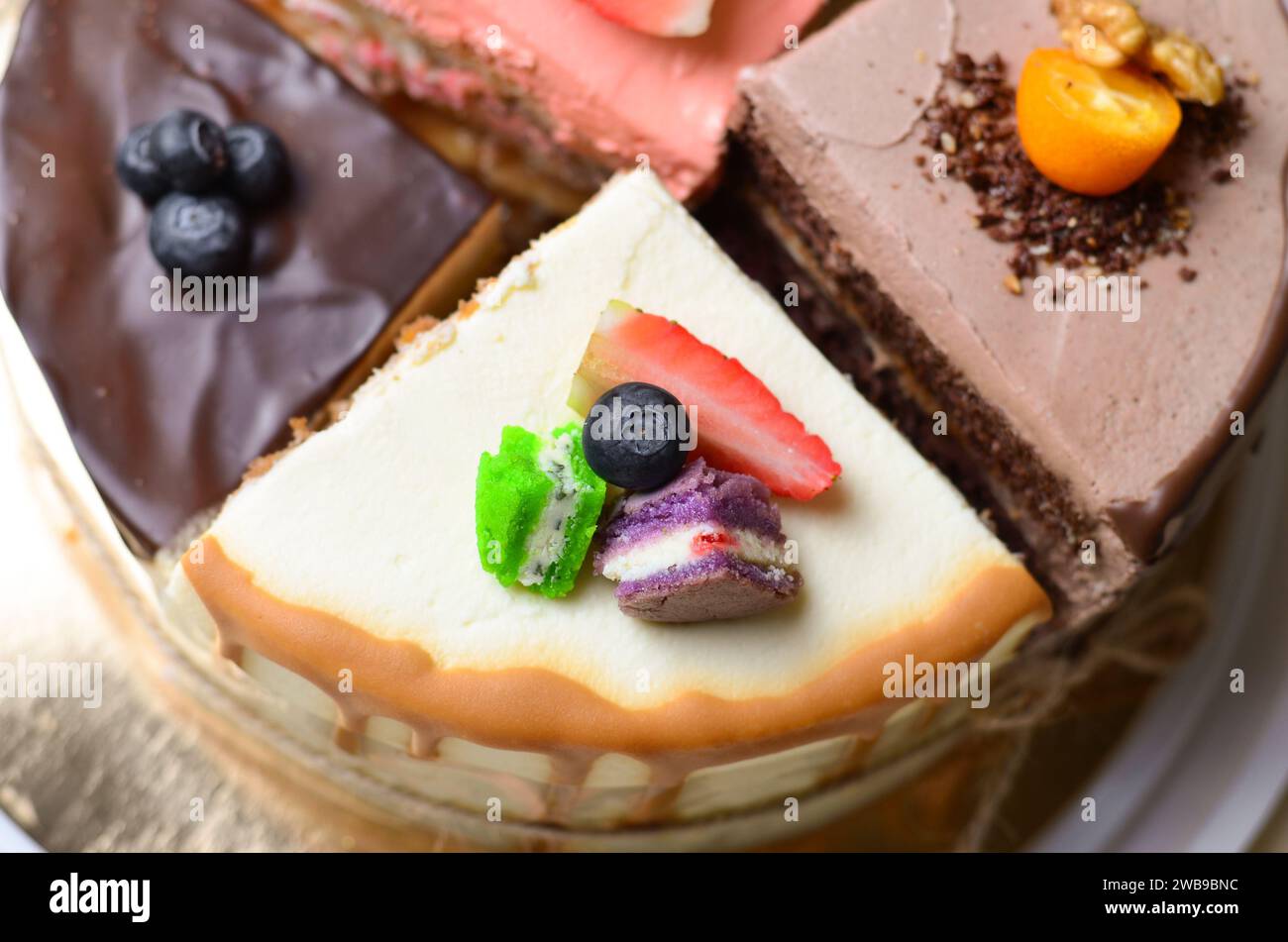 Assorted Different Pieces of Cake in One Dessert, Cake Made of Four ...