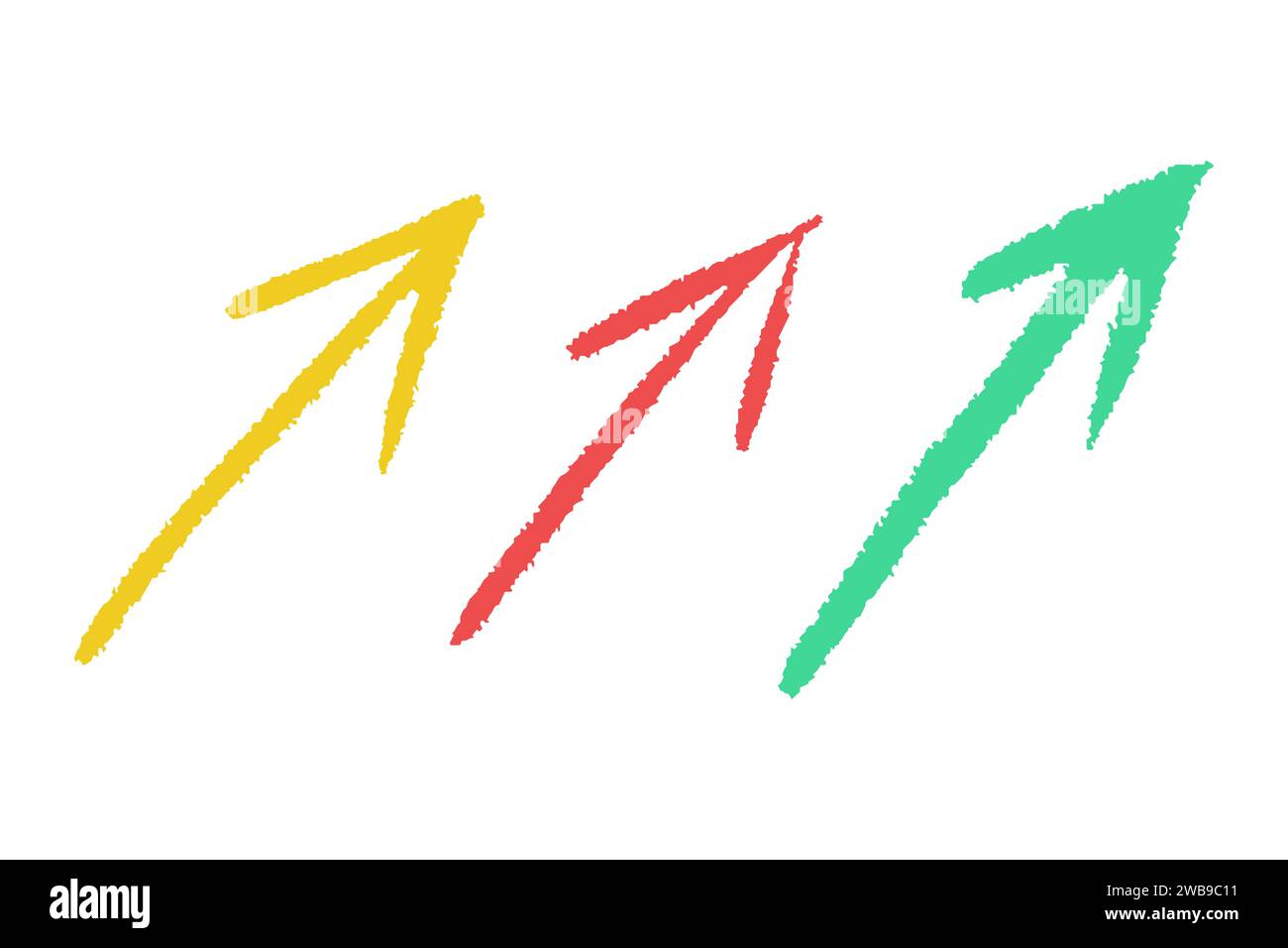 crayon emphasis arrows. Hand drawn yellow red green charcoal symbols ...