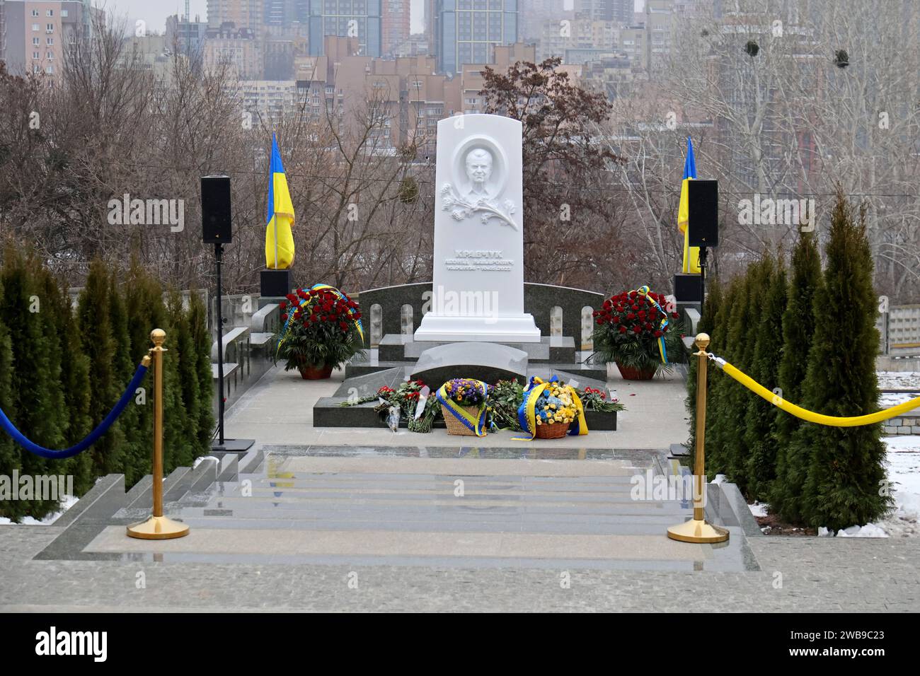 KYIV, UKRAINE - JANUARY 09, 2024 - A memorial to the first president of ...