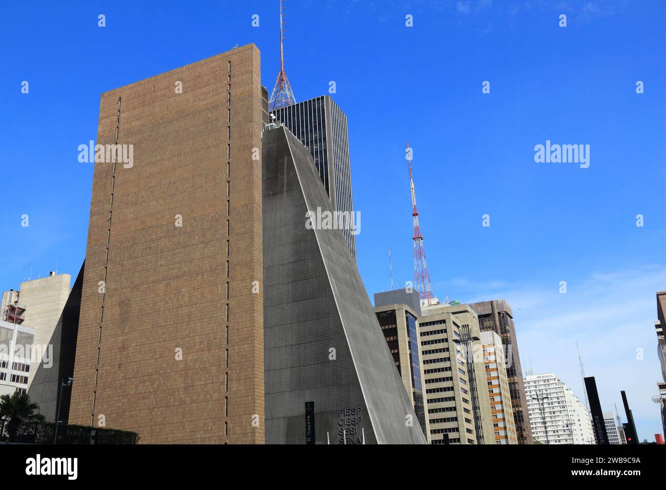 SAO PAULO, BRAZIL - OCTOBER 6, 2014: FIESP Building at Avenida Paulista ...