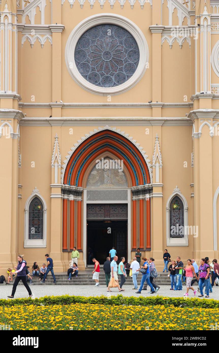 CURITIBA, BRAZIL - OCTOBER 7, 2014: People visit Metropolitan Cathedral ...