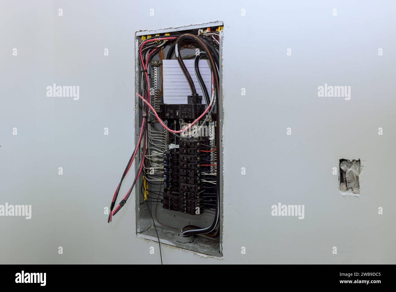 Switch box for electrical power control mounted on wooden frame beams ...