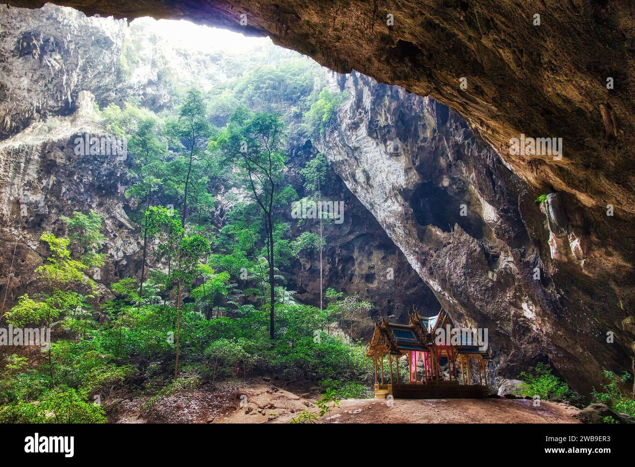 Thailand cave - Royal Pavilion and jungle in a cavern of Khao Sam Roi ...