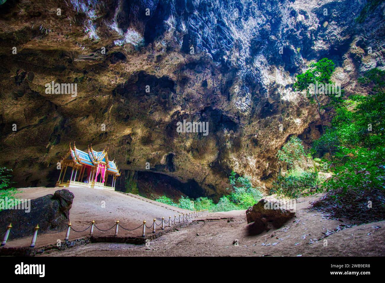 Thailand cave - Royal Pavilion and jungle in a cavern of Khao Sam Roi ...