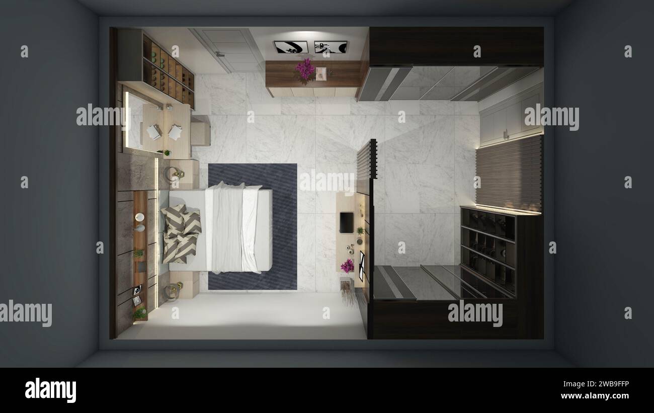 Master Bedroom Floor Plan Design with Walk in Closet Area Stock Photo ...