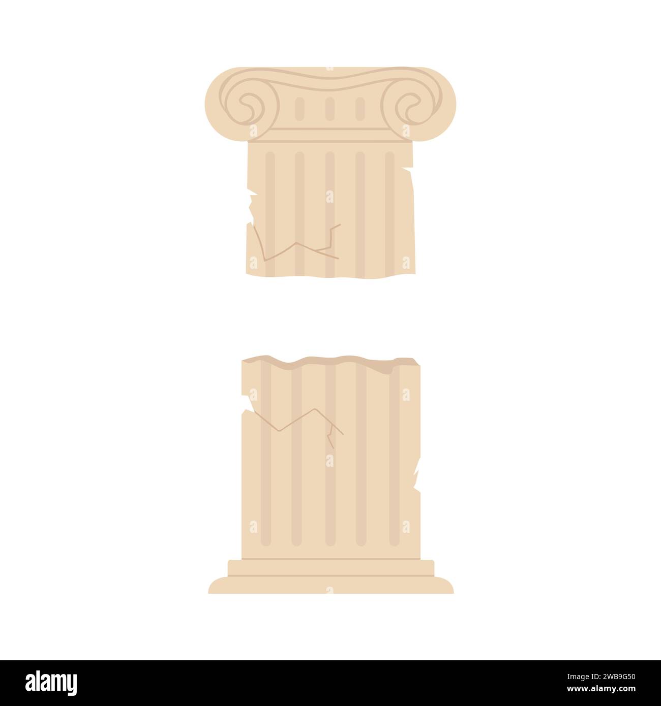 Ancient roman ruins. Italian old architecture, temple pillar cartoon ...