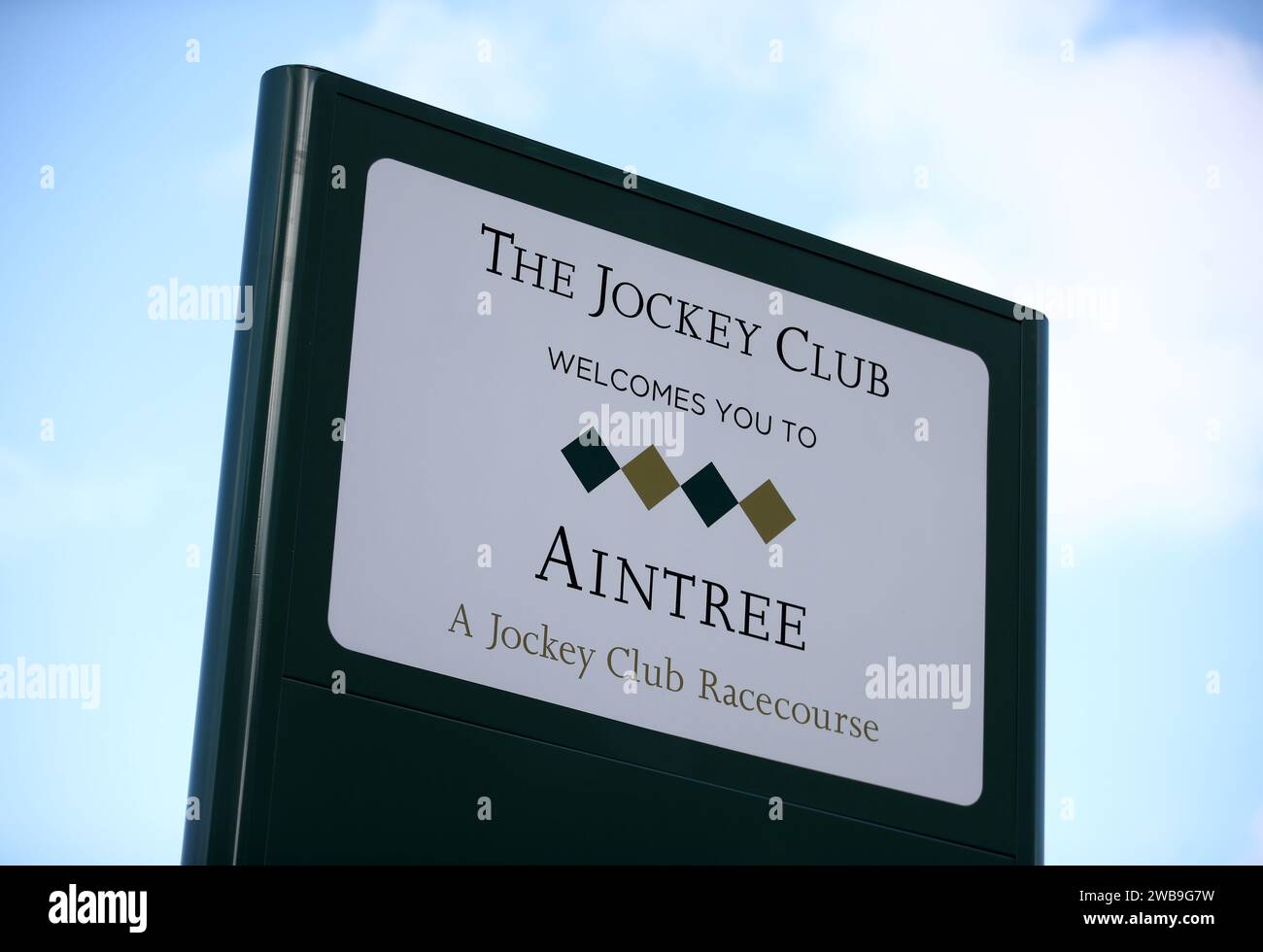 File photo dated 9-04-2021 of the Jockey Club signage at Aintree ...