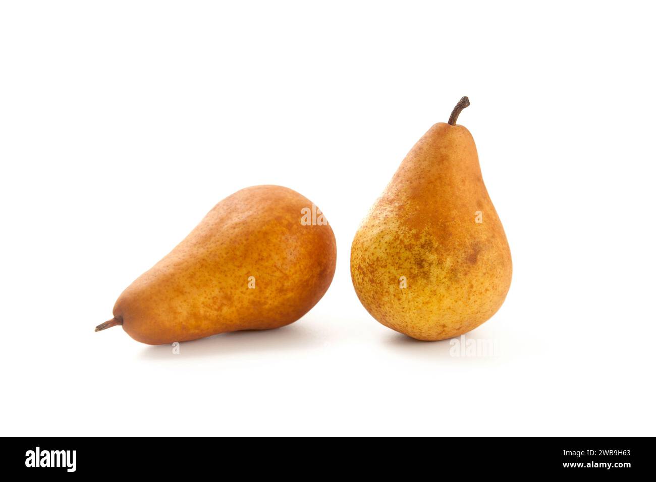 Two ripe juicy pear fruits with soft shadow isolated on white ...