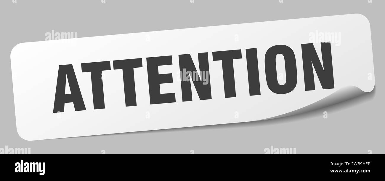 attention sticker. attention rectangular label isolated on white ...