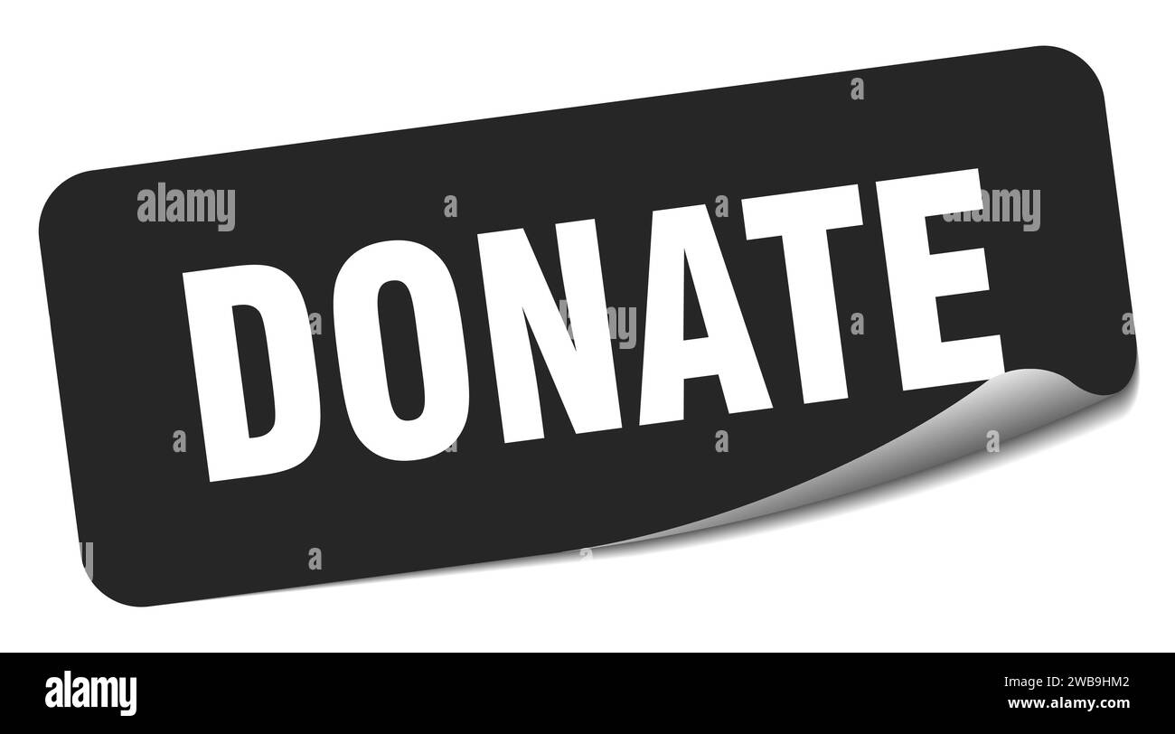 donate sticker. donate rectangular label isolated on white background ...