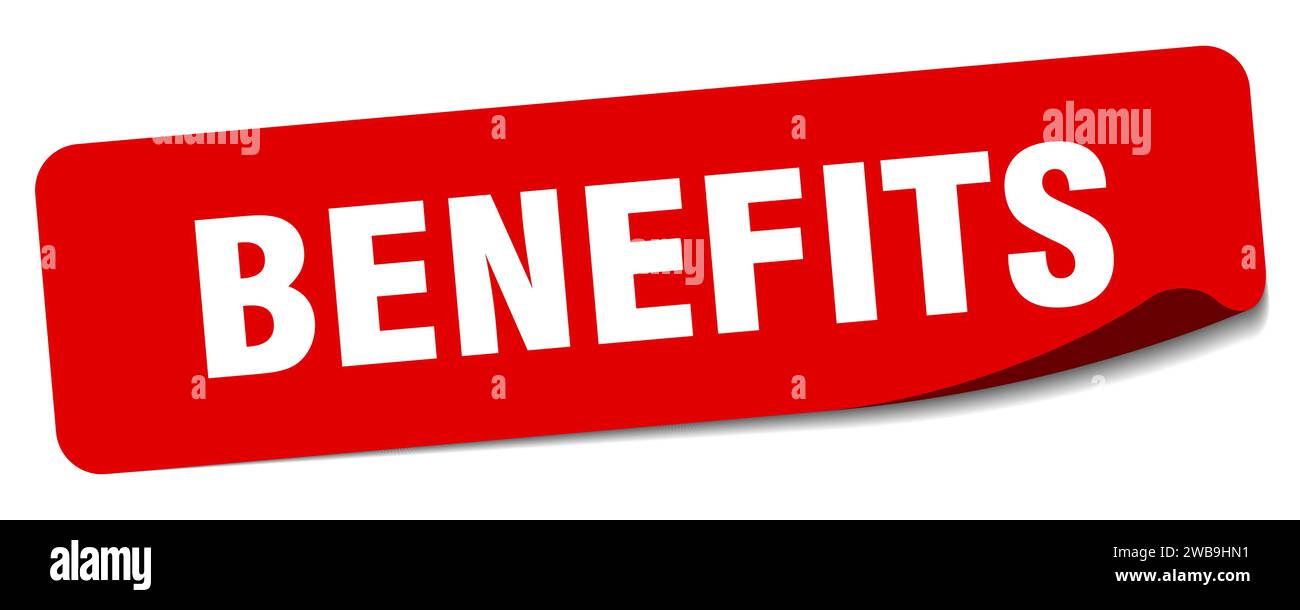 benefits sticker. benefits rectangular label isolated on white ...