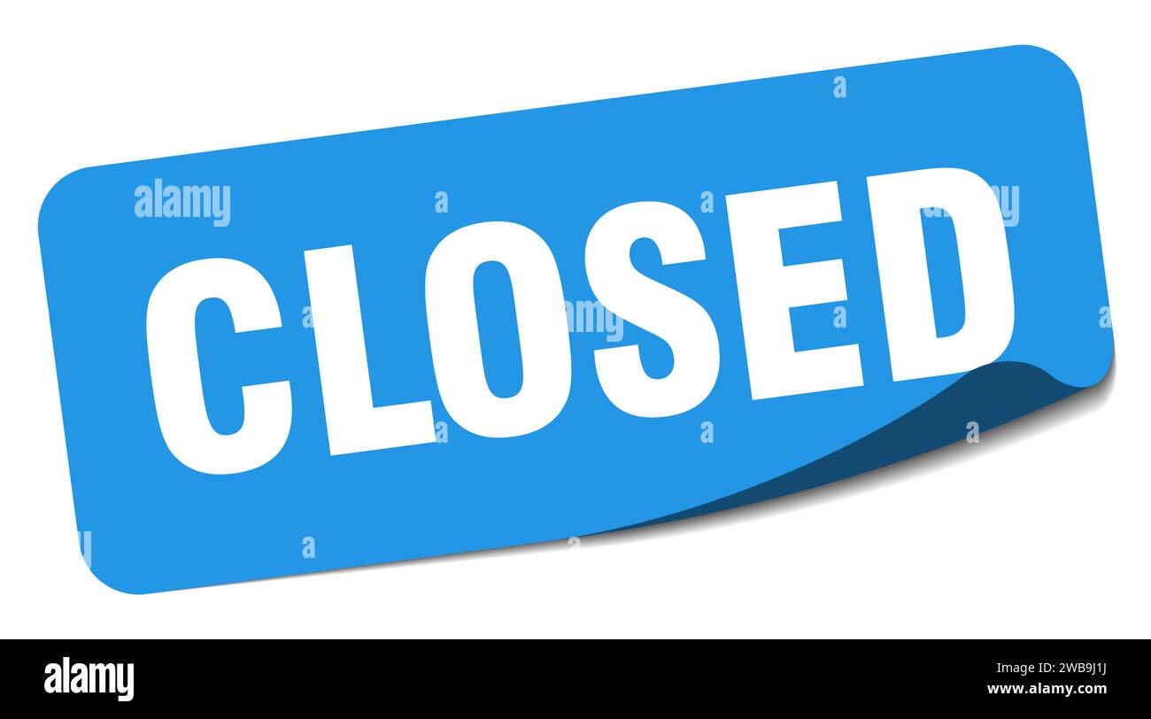 closed sticker. closed rectangular label isolated on white background ...
