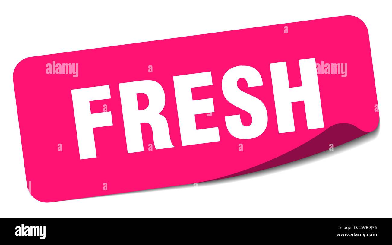 fresh sticker. fresh rectangular label isolated on white background ...