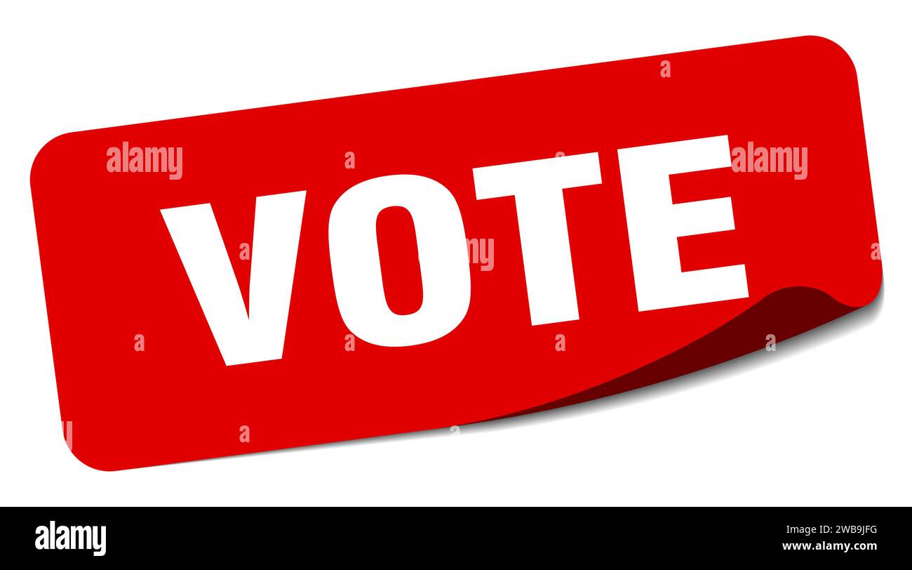 vote sticker. vote rectangular label isolated on white background Stock ...