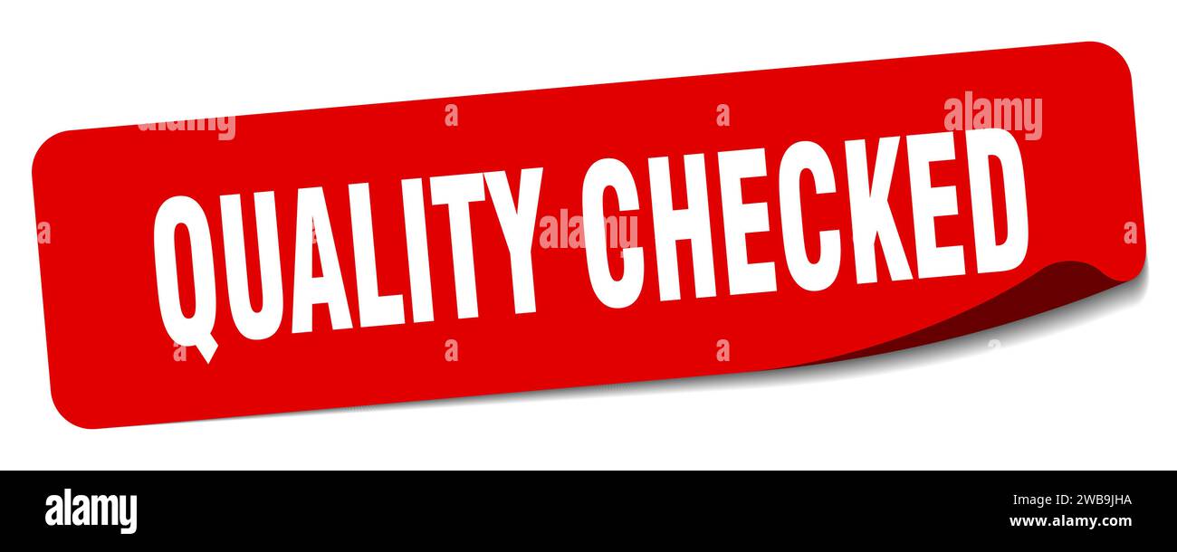 quality checked sticker. quality checked rectangular label isolated on ...