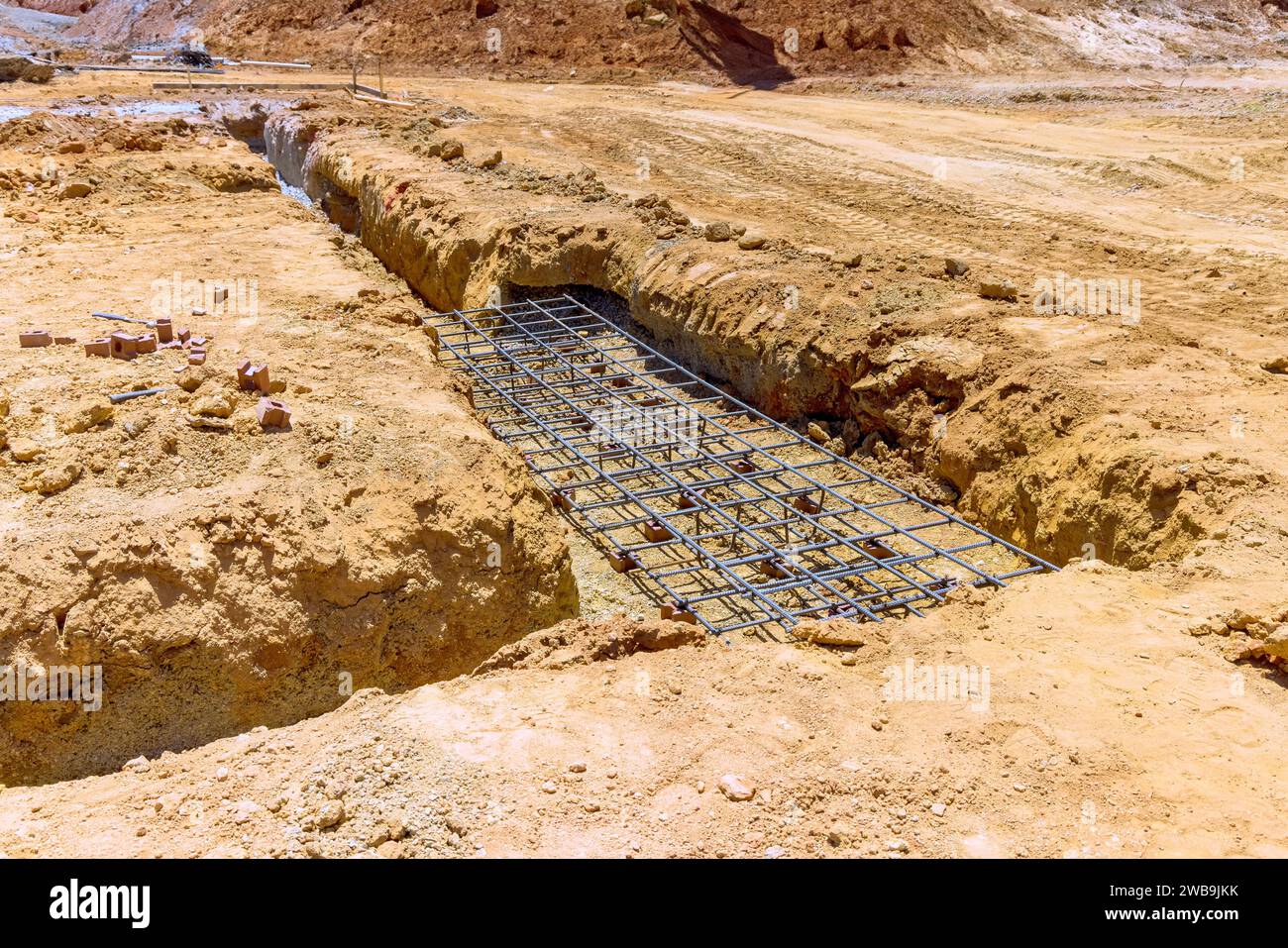 Earthworks, digging earthen trench dug for foundations to pouring ...