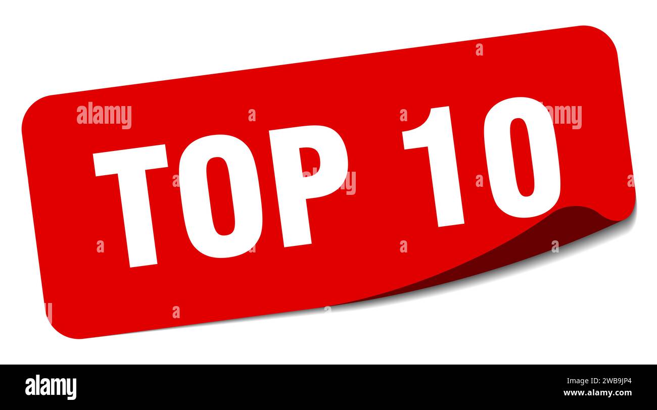 top 10 sticker. top 10 rectangular label isolated on white background ...
