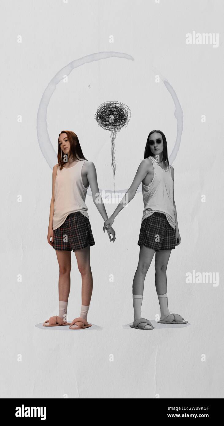 Contemporary art collage. Multiple identities. Woman with personality ...